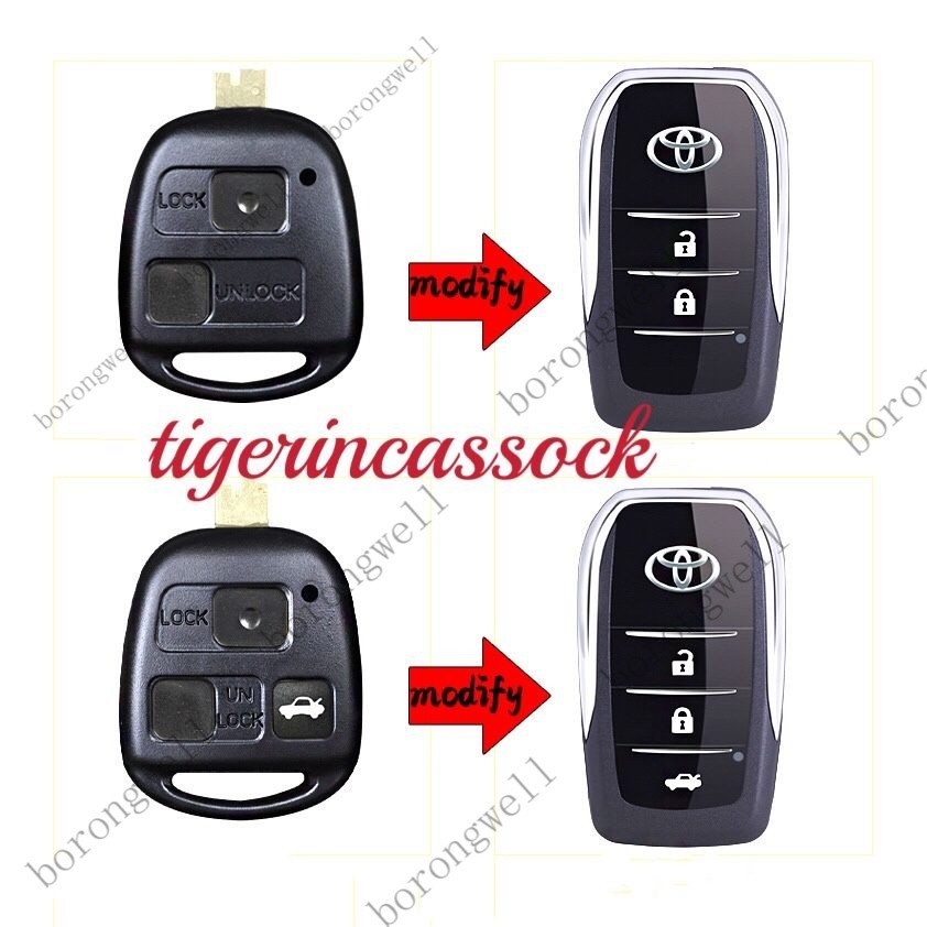 Toyota modified flip 2/3 button key casing for replacing toyota Land ...