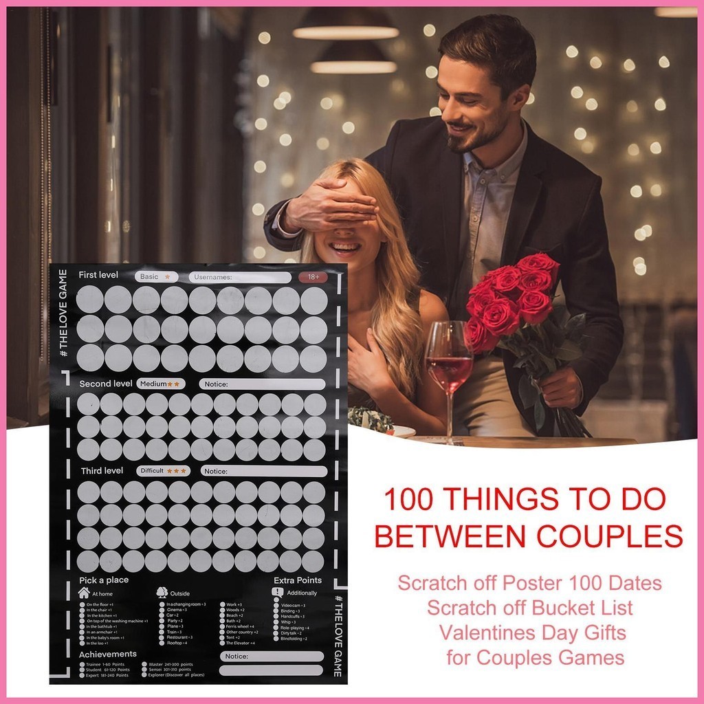 Funny 100 Dates Scratch-Off Poster For Couples Date Night Insteresting ...