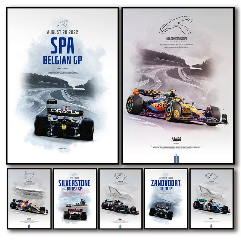 Pop Watercolor Formula one Grand Prix Racing Track Circuit Poster ...