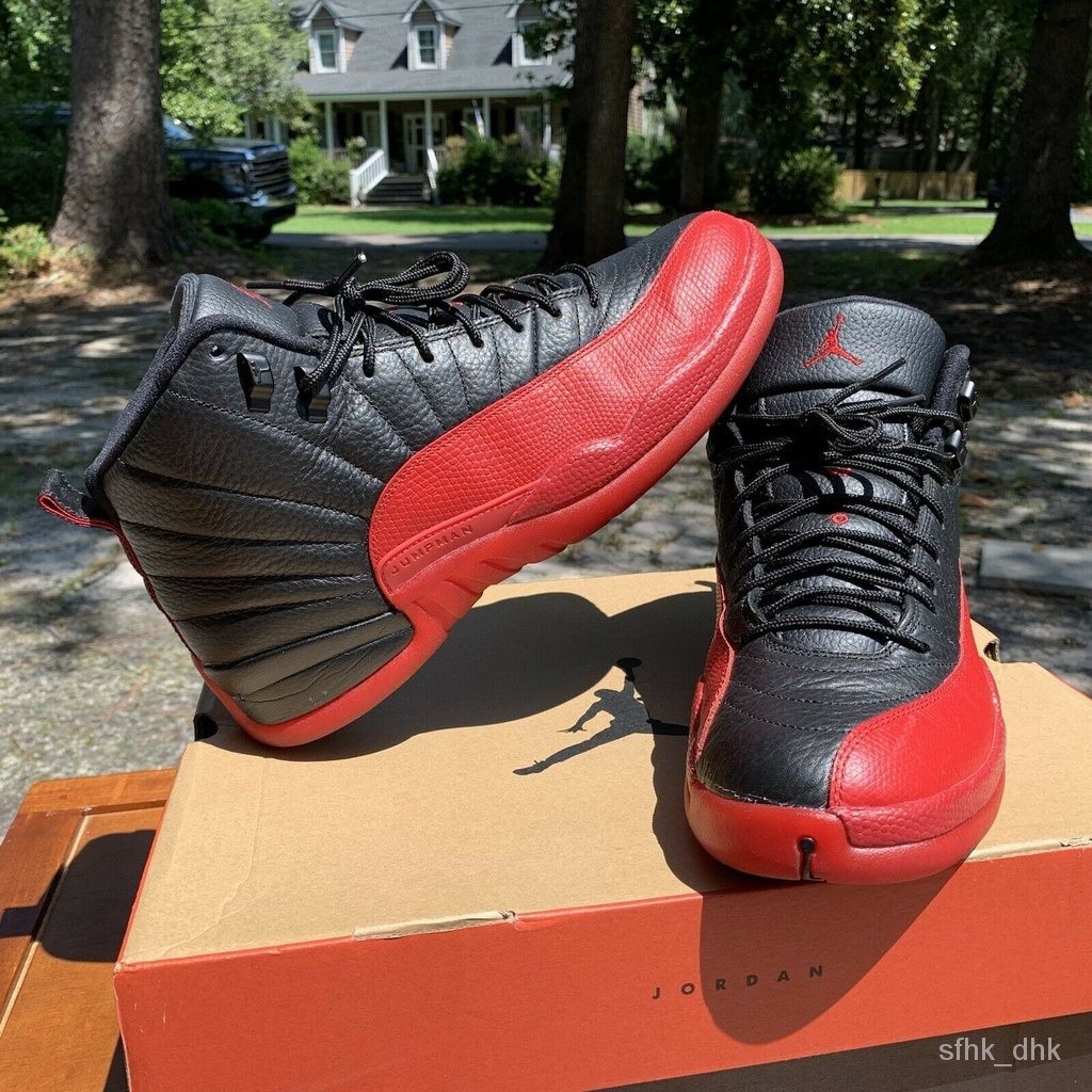Air Jordan 12 Retro 'Flu Game' Black Red AJ12 Basketball shoes 130690 ...
