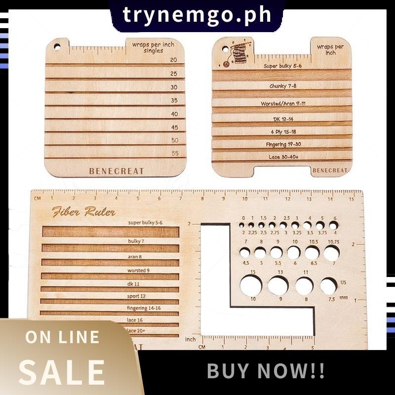 Available 3 Style Wood Knitting Gauge and Ruler, Spinning Control Card ...