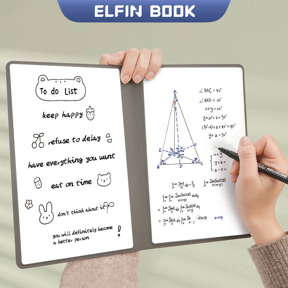 ELFIN BOOK Erasable A5 Reusable Whiteboard Notebook Includes Scanned ...