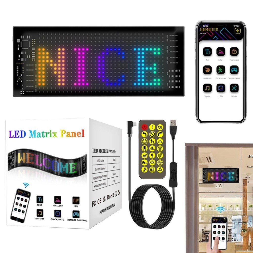 Flexible LED Screen App Control Car Window LED Display DIY Programmable ...