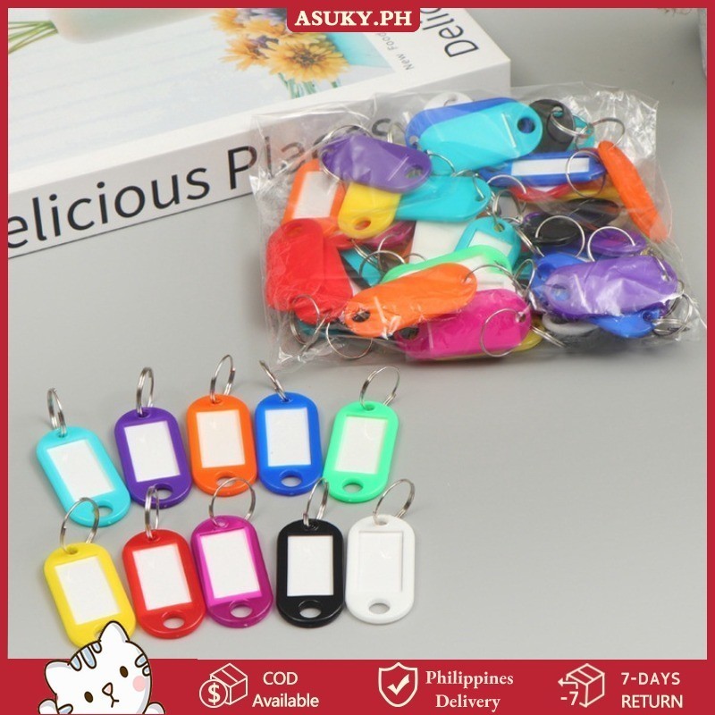 50Pcs Plastic Key Card Portable ID Label Keychain Luggage ...