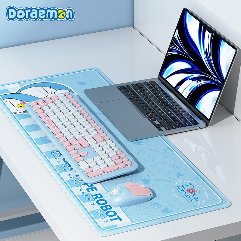 3pcs Set Doraemon Sweetheart Wireless Keyboard Mouse Set Cute Desktop Laptop Office Mute Three