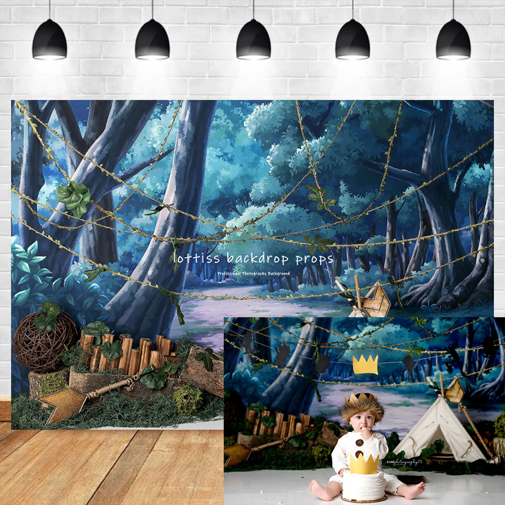 Wild Adventure Backdrops Kids Cake Smash Birthday Portrait Photocall ...