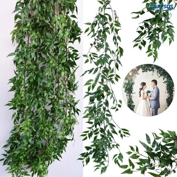 1.7M Artificial Willow Rattan Green Leaves Reed - Wedding Decor Rattan ...