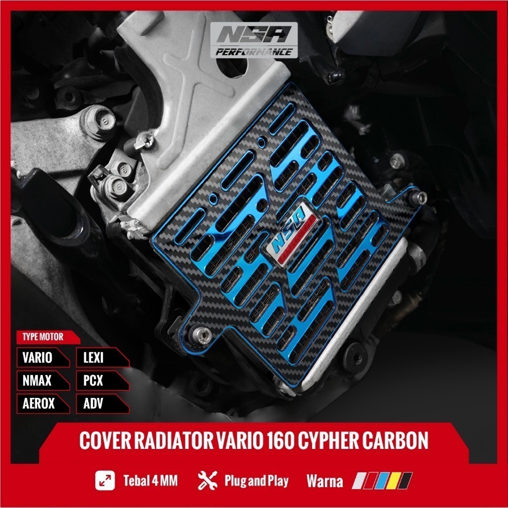 NSA RADIATOR COVER CYPHER CARBON VARIO PCX NMAX AEROX ADV LEXI STYLO ...