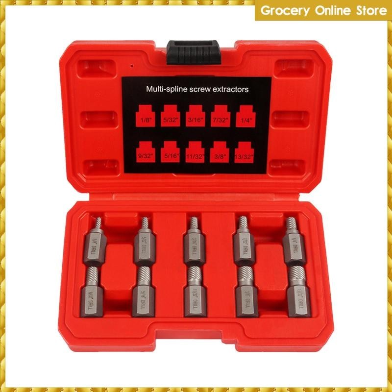 [Wishshopelxl] Screw Extractor Set Hex Head Broken Bolt Extractor Multi ...