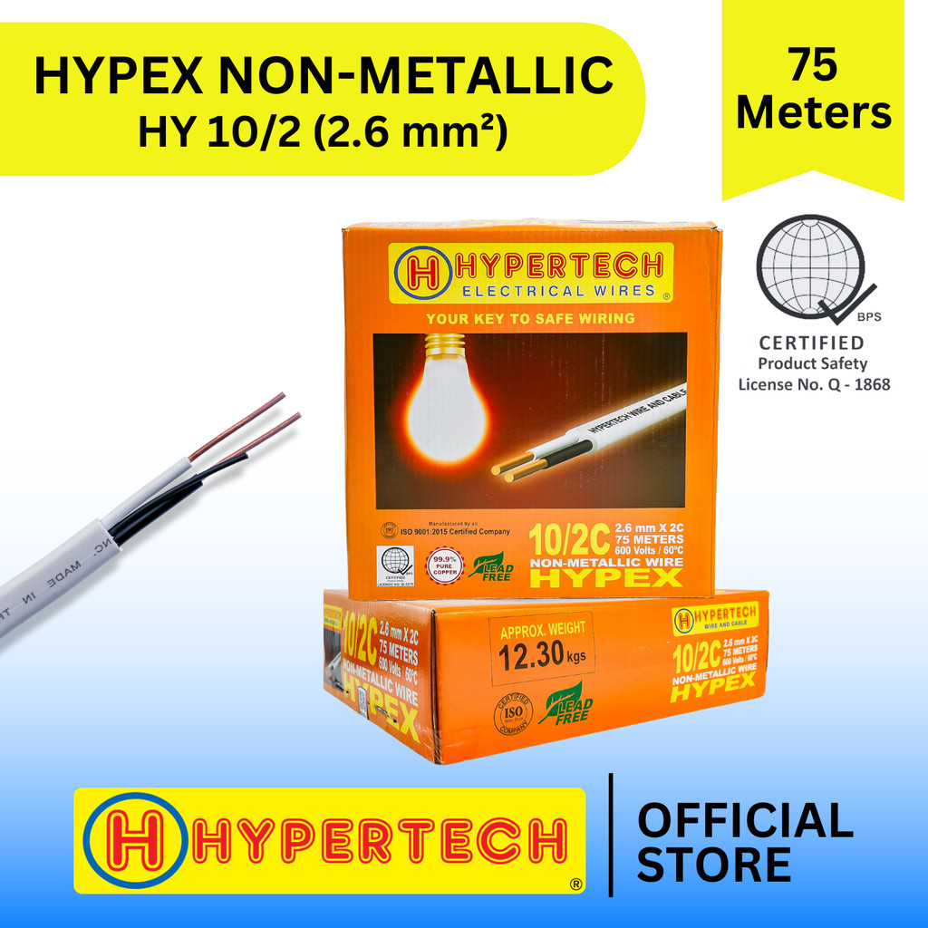 Hypertech HYPEX # 10/2 75meters NM WIRE (PDX) Pure Copper Electrical Wire | Shopee Philippines