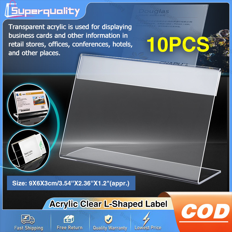 10PCS Label Display Holder Acrylic Clear Desktop Price Tag Name Sign ...