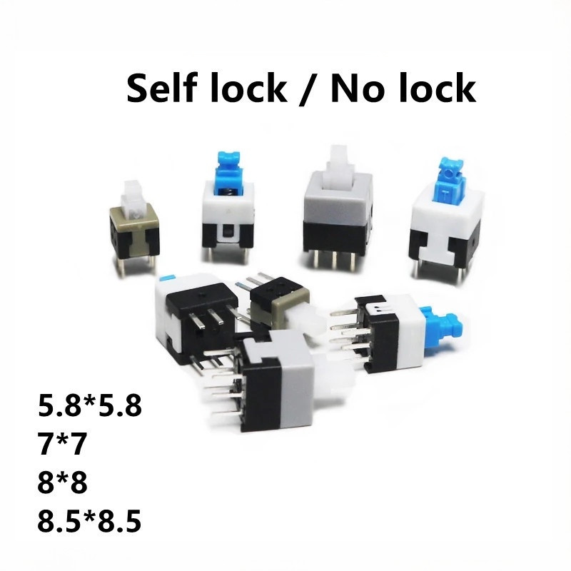 20Pcs Self Locking / UNlock Push Tactile Power Micro Switch 6 Pin Button Switches 5.8x5.8 7x7 ...