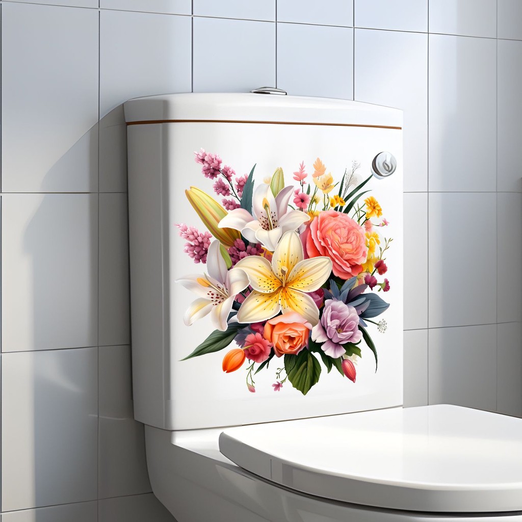 Waterproof Sticker Toilet Sticker Universal Flower Pattern Toilet ...