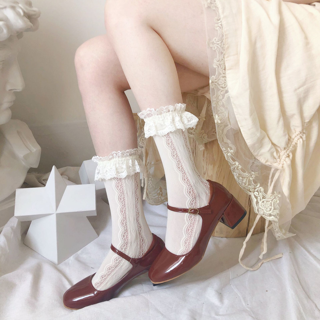 Japanese JK Love Lace Socks Lolita Mid Tube Short JK Socks Thin Socks ...