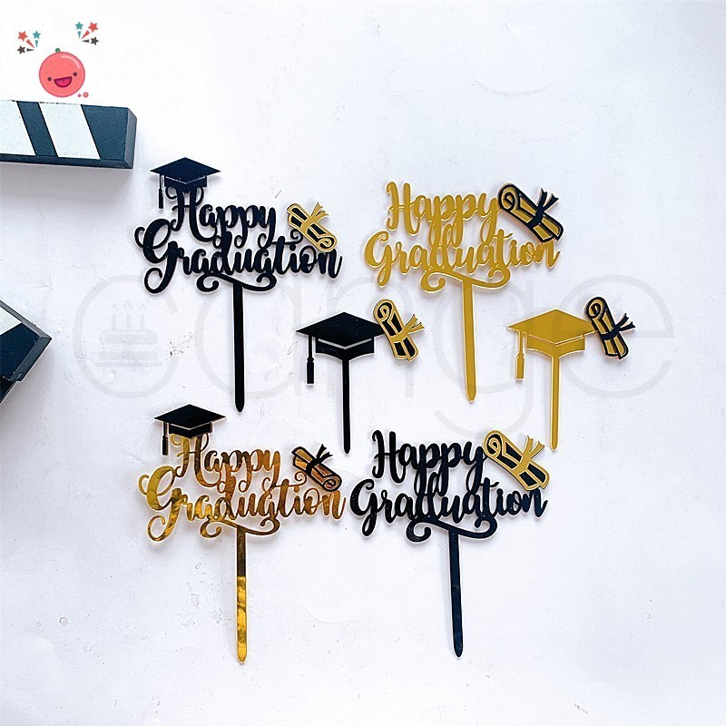 New Graduation Season Party Cake Toppers Black Acrylic Student ...