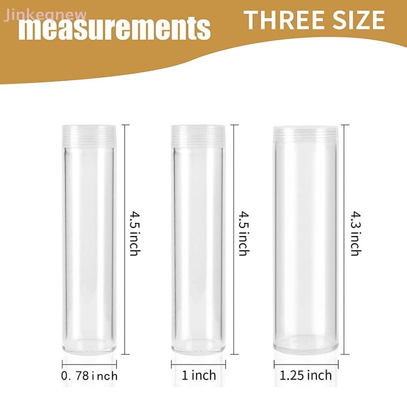 JIN 10pcs Coin Tubes Quarter Rolls Wrappers Plastic Coin Holders Clear ...
