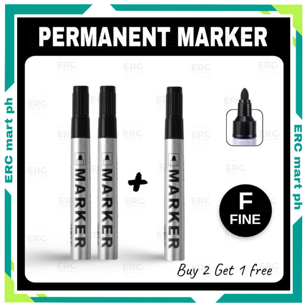 ERC [Buy 2 get 1 free] Permanent Marker Set Black Smooth Genuine ink ...