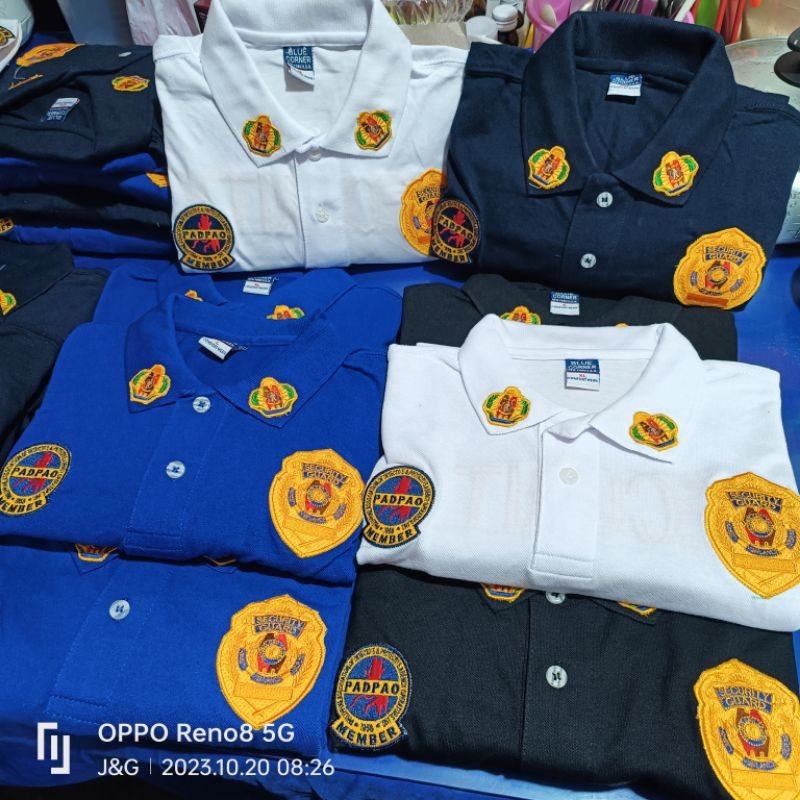 security guard polo shirt Blue corner complete patches | Shopee Philippines