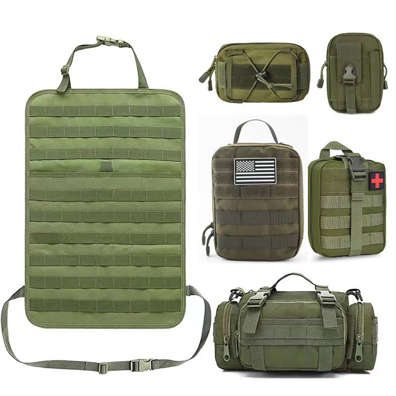 Car seat back storage bag camping accessories with adjustable molle ...