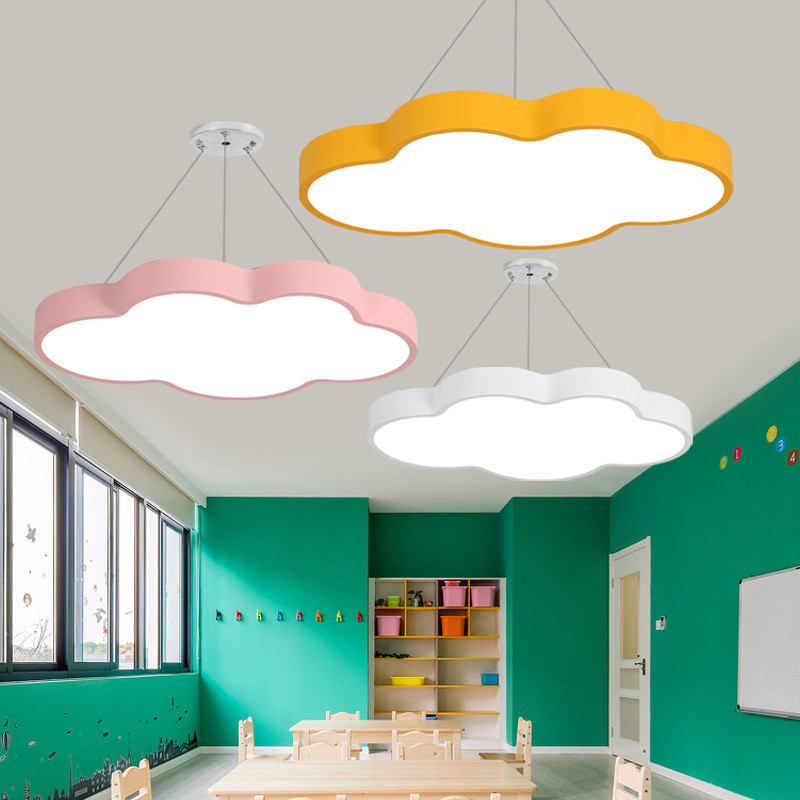 Modern Macaron Cloud Shape LED Ceiling Hanging Light Chandelier Pendant Light Fixtures For Kids ...