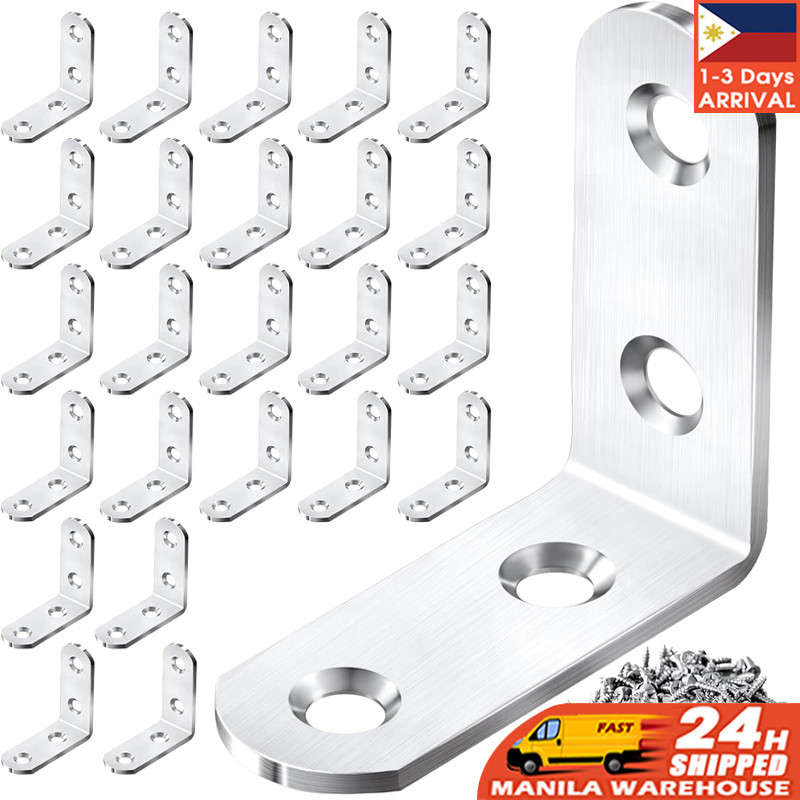 Stainless Steel Angle Bracket Set - L Shaped Corner Brace - for ...