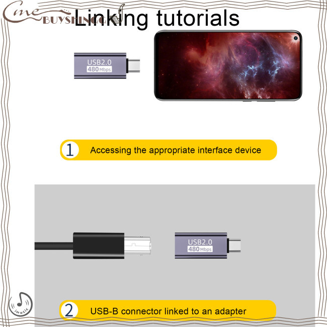 BS USB 2.0 B Female To USB Type C Male Adapter Converter USB C To USB B ...