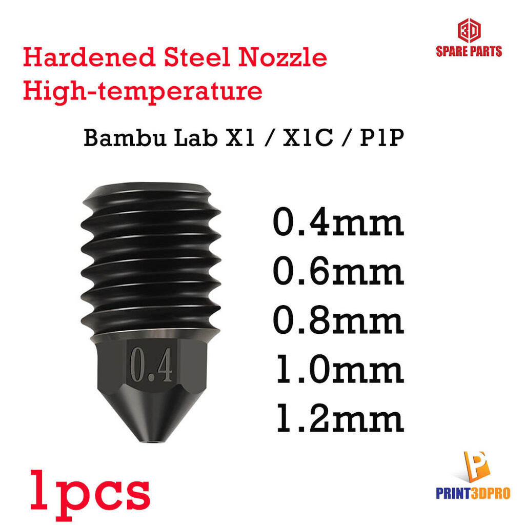 3D Parts Hardened Steel Nozzle High-temperature for Bambu Lab X1 X1C ...