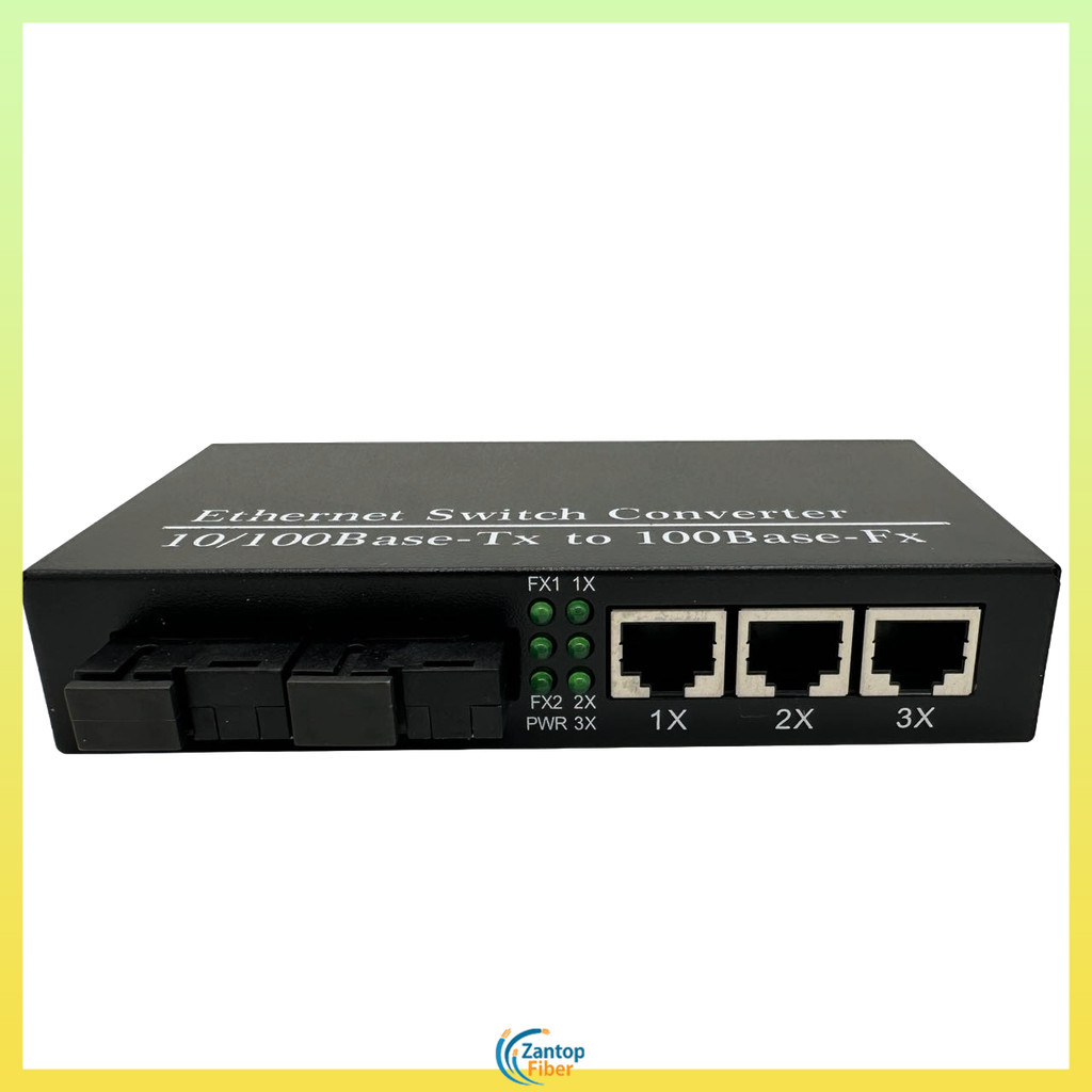 2 SC Port 3 RJ45 Port Fiber Switch 10/100M Fiber Transceiver Media ...