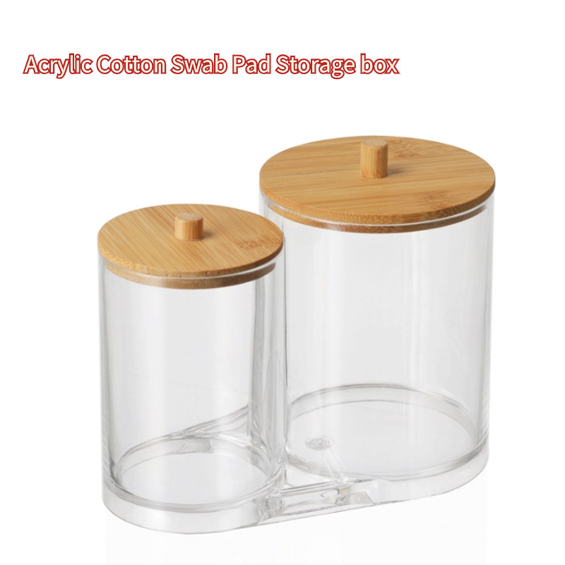2in1 Acrylic Cotton Swabs Storage Box Cotton Pad Storage Organizer ...