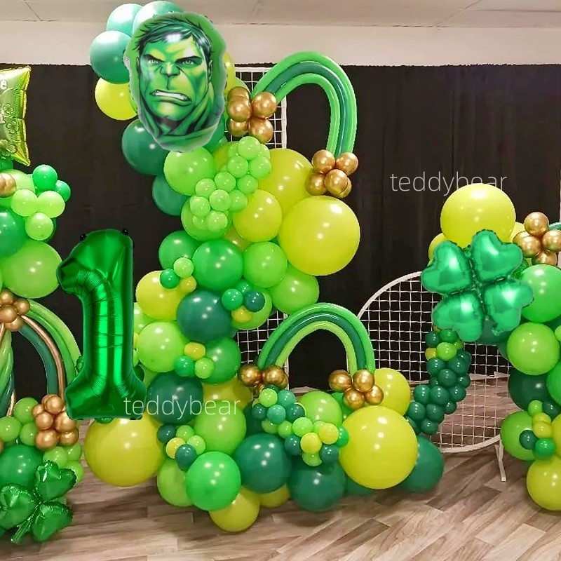 The Avengers Superhero Hulk Theme Balloons Garland Green Number Foil ...