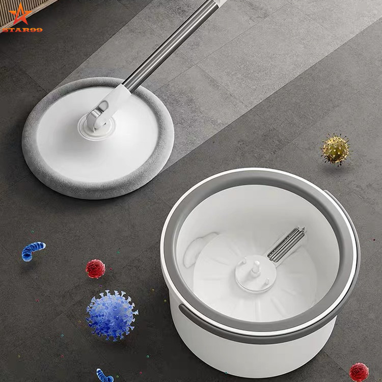 New spin mop with bucket 360 wet and dry microfiber round mop for floor ...