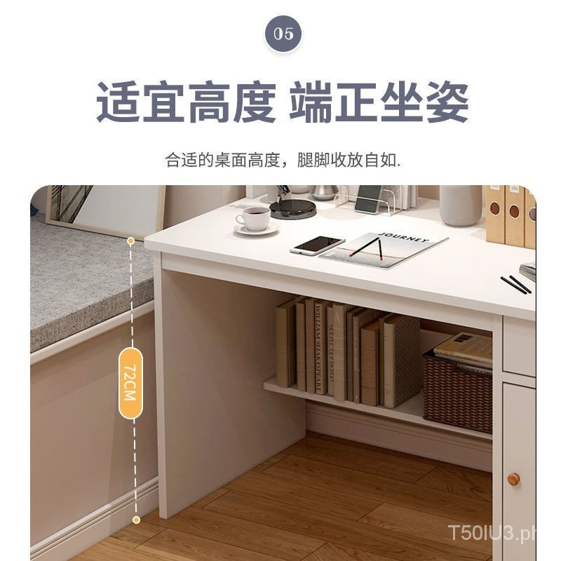 Desk Bookshelf Integrated Table with Combined Bookcase Home Desktop ...