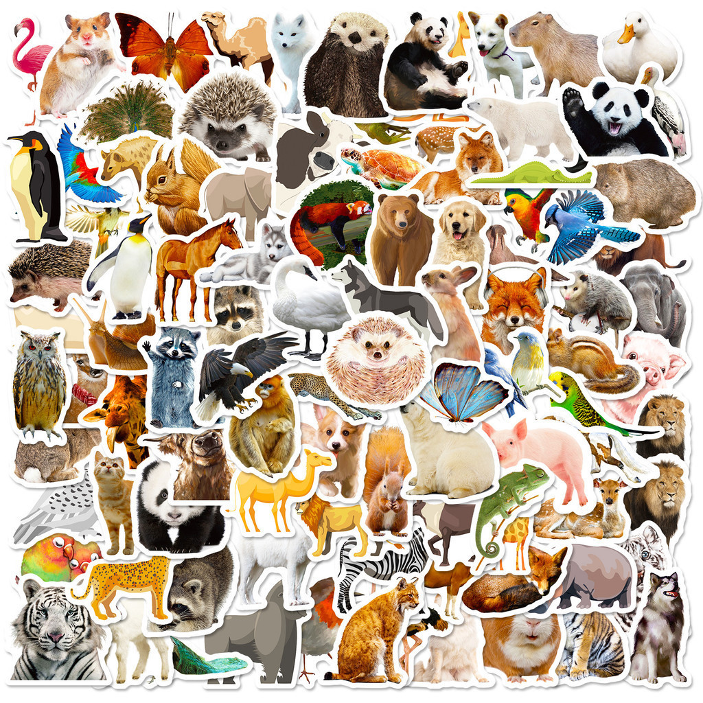100pcs Zoo Realistic Animals Stickers African Savannah Decal Vinyl ...