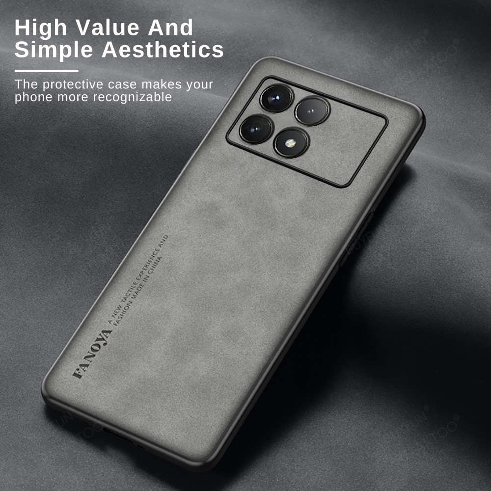 Camera Protect Sheepskin Leather Case For Xiaomi Poco F6 Pro 2024 Soft ...