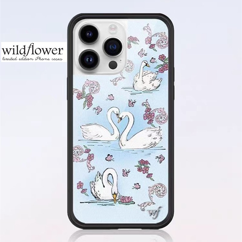 Wildflower Swan Lake Case For iPhone 16 Pro 15 14 Plus 12 13 Pro Max Priscilla Acrylic Hard ...