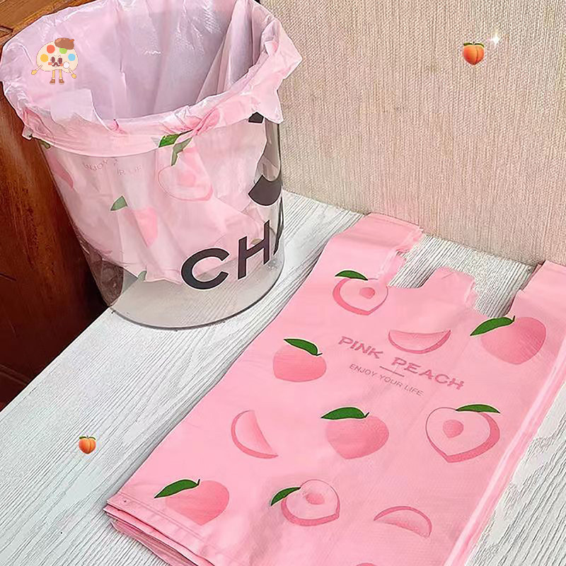 LON 50Pcs Cute Fruit Plastic Bag Carry Out Bags With Handle Food ...