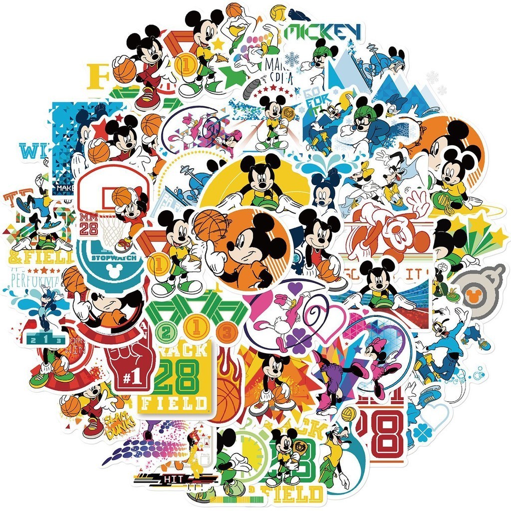 (Authorized) 50 pcs Mickey Mouse Doing Sports Cartoon Waterproof PVC ...