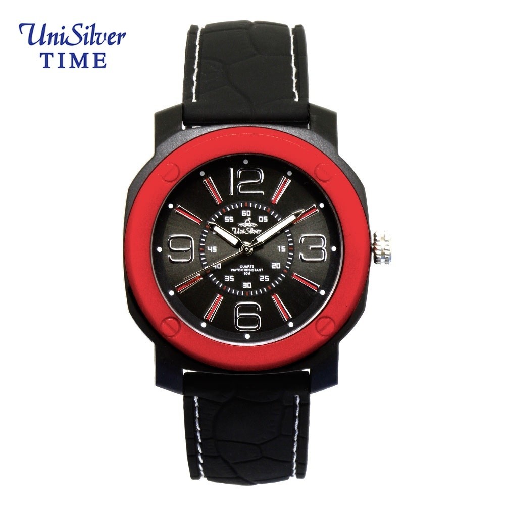 UniSilver TIME WILD RYDER Men's Large Analog Red/Black Rubber KW1884 ...