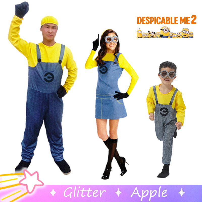 Minions Costume Cosplay Yellow Jumpsuit For Adult Men Kids Boy Dress ...