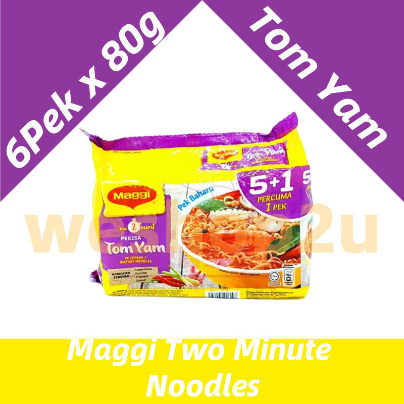(LIVE & OFFER) Maggi 2 Minute noodles 5+1pack (Kari/Tom Yam/Ayam/Asam ...