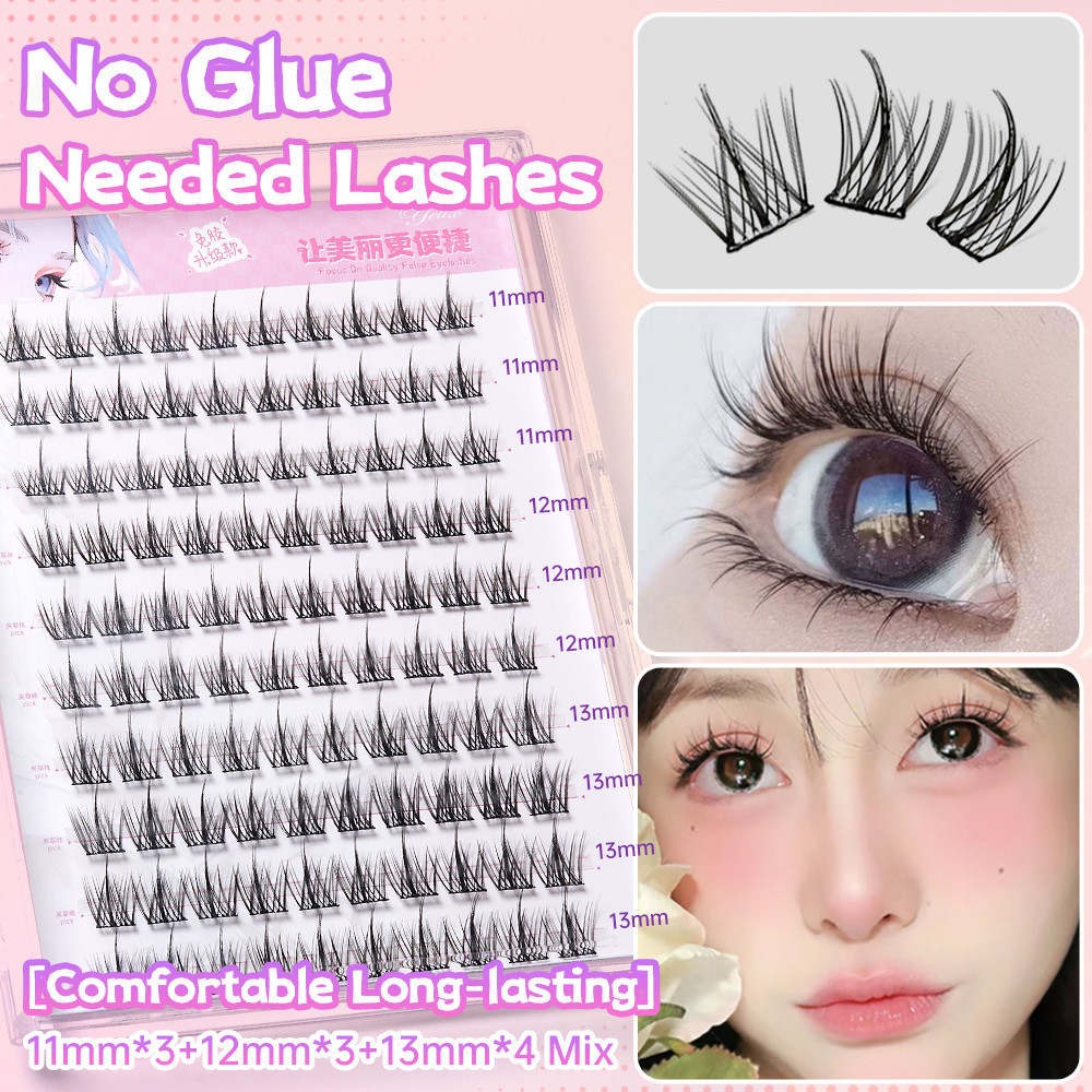 Yelix Glue Free Lash Clusters Eyelashes Press-on Lashes Individual Lash ...
