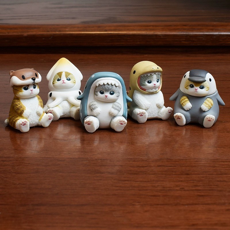 5pcs Mofusand Action Figure Cosplay Shark Squid Penguin Dinosaur Otter ...