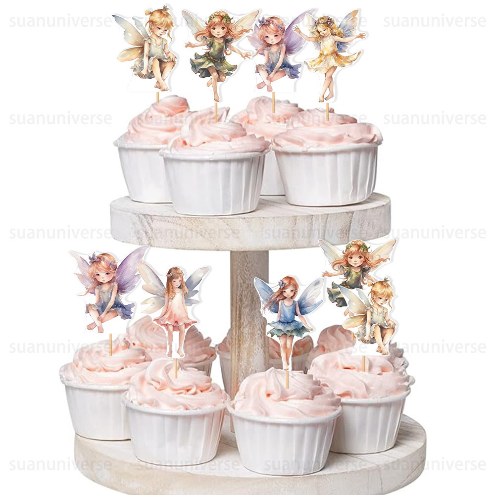 18PCS Fairy Cupcake Toppers Princess Girls Baby Shower Wedding DIY Cake ...