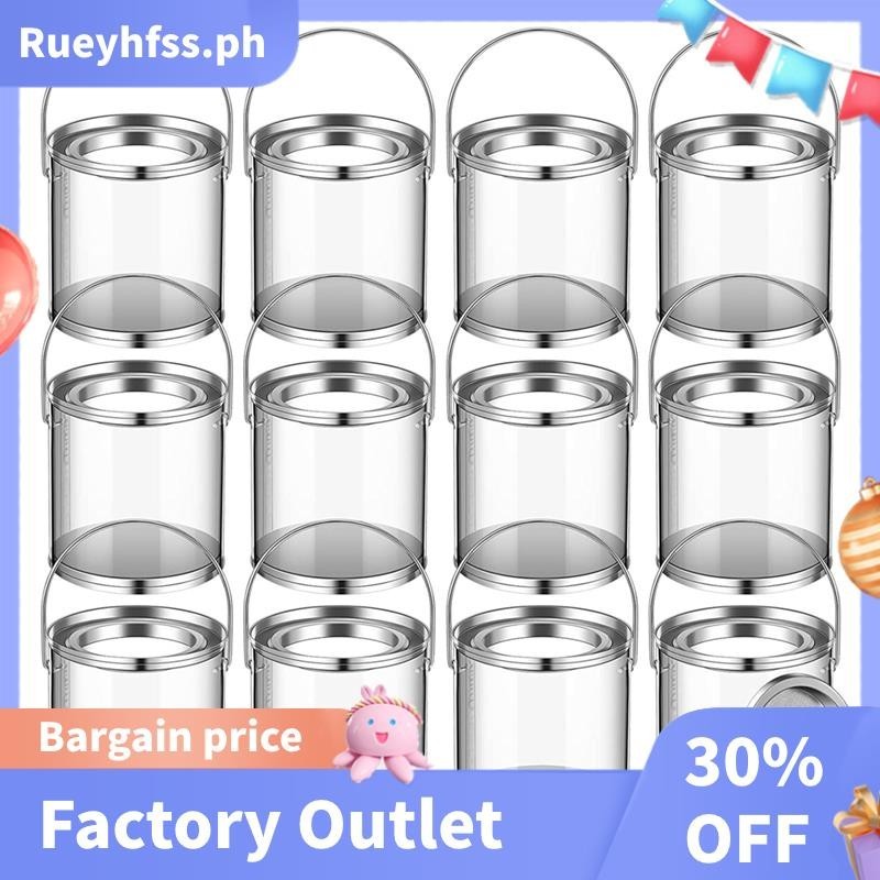 12Pack Mini Clear Plastic Paint Cans Small Empty Paint Cans for Crafts ...