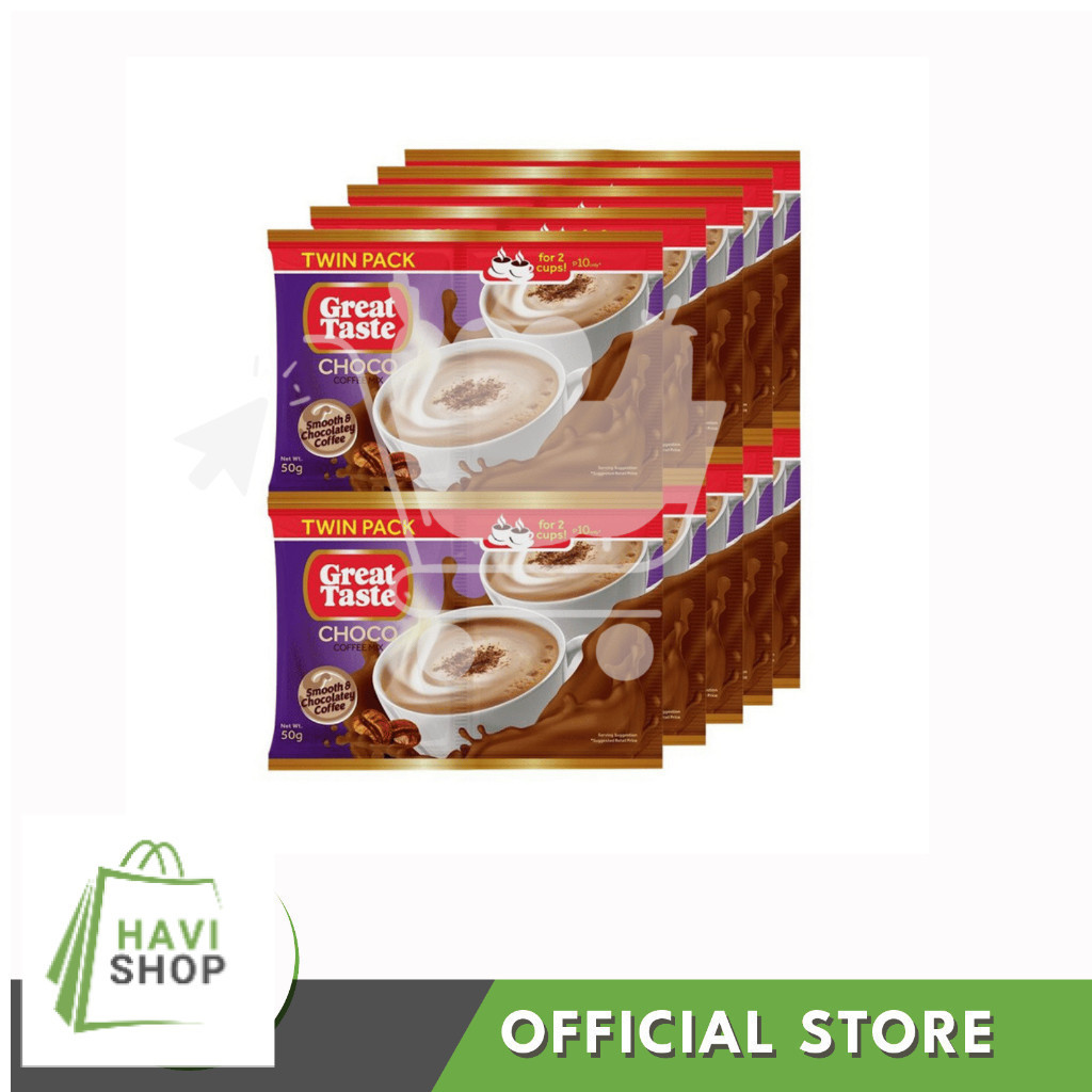 HAVI SHOP GREAT TASTE COFFEE CHOCO TWIN PACK 50G X 10PCS | Shopee ...