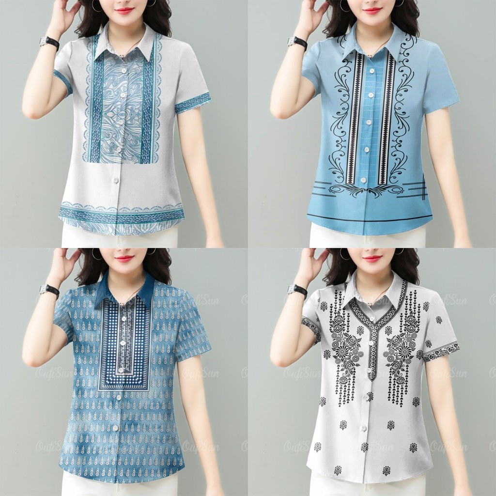 2025 Asean Attire For Women, Spacious Large-Size Short-Sleeved Shirt ...