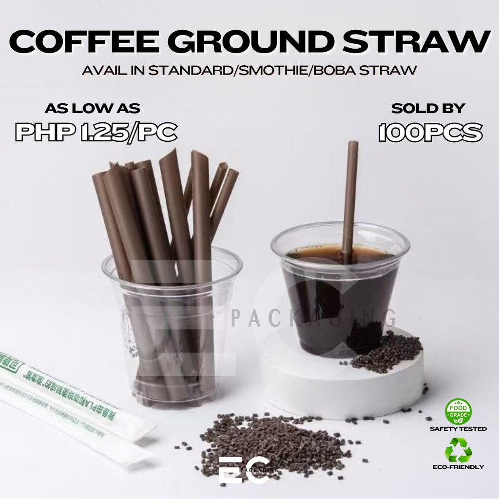EC 100PCS 6/8/12MM Coffee Ground Straw Individually Wrapped ...