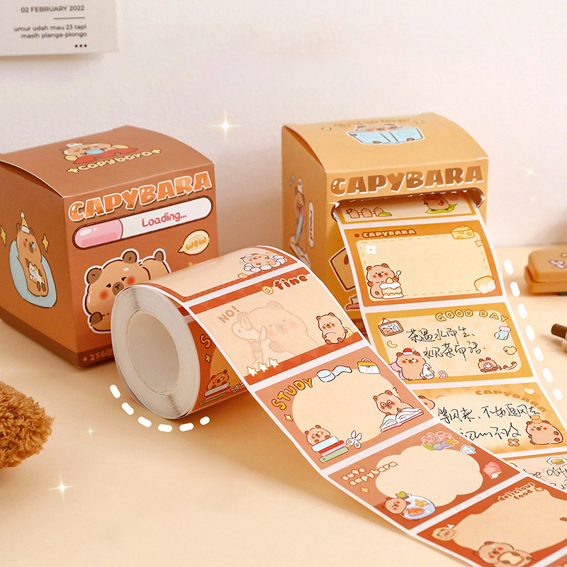 256 Sheets Boxed Cartoon Capybara Series Pull-Out Sticky Notes School ...