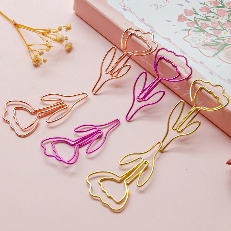 Colorful flower paperclip, metal paperclip, rose bookmark, book clip ...