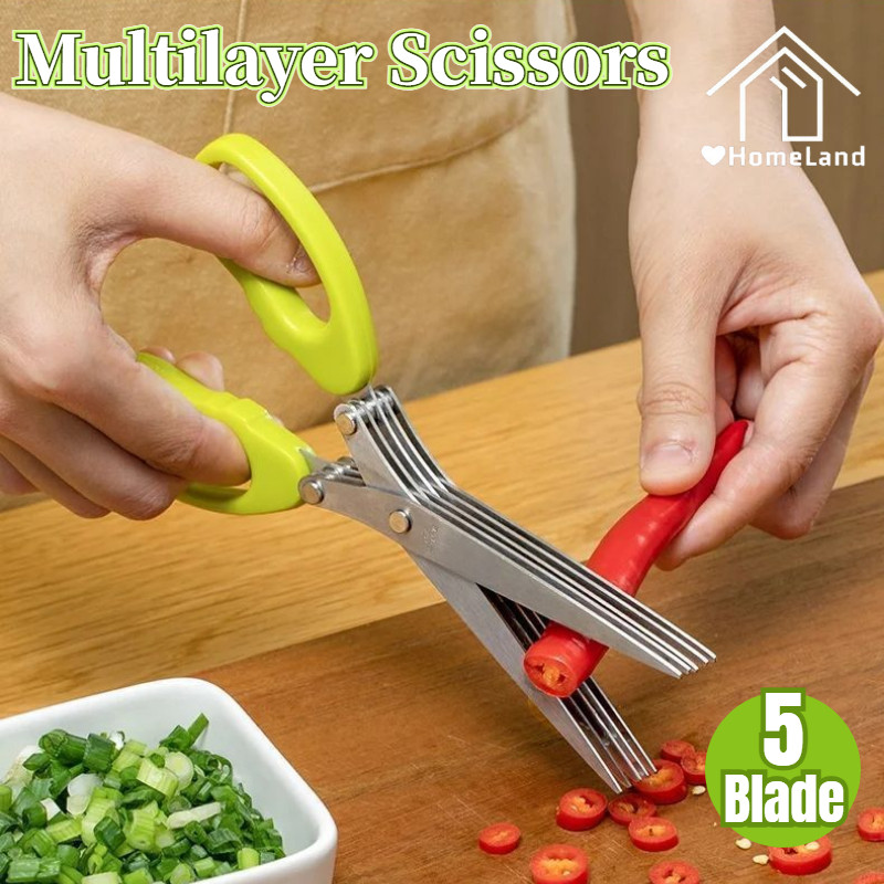 Multilayer Scissors Scallion Cutter Stainless Steel 5 Blade Multi ...